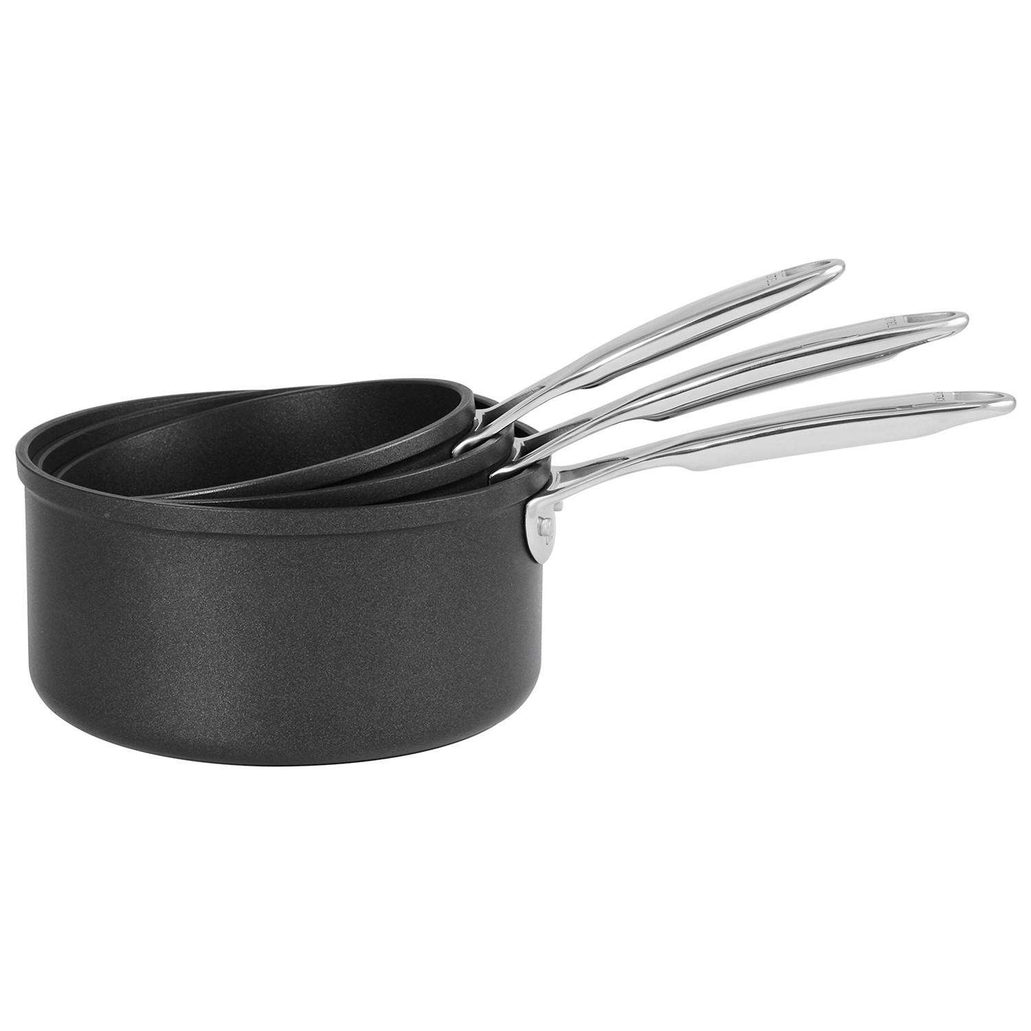 Set of 3 aluminium saucepans - Castel'Pro by CRISTEL fixed handle ...