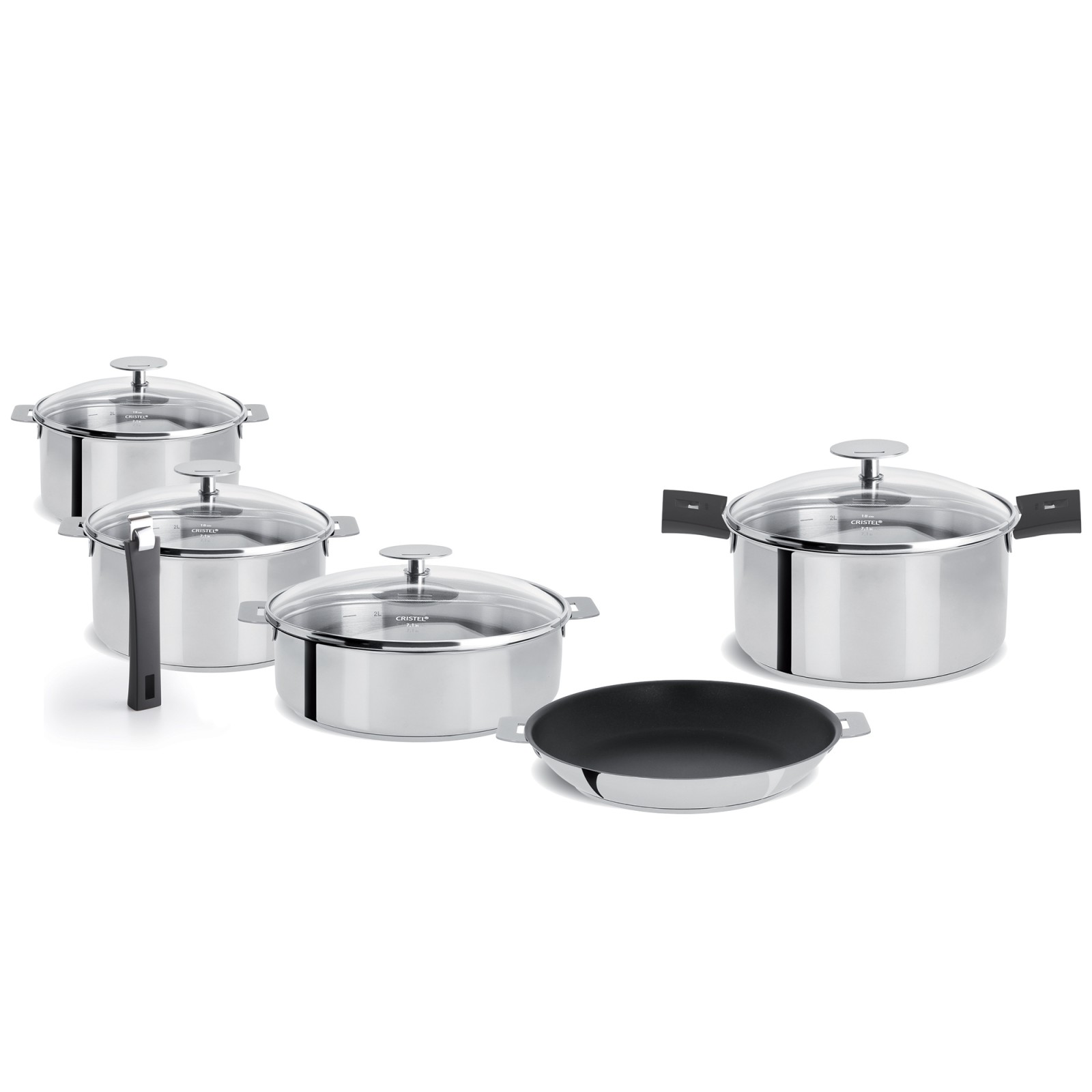 3 Kochtopfe-Set Mutine + Pfanne + Schmortopf + Griffen, Mutine - Cristel